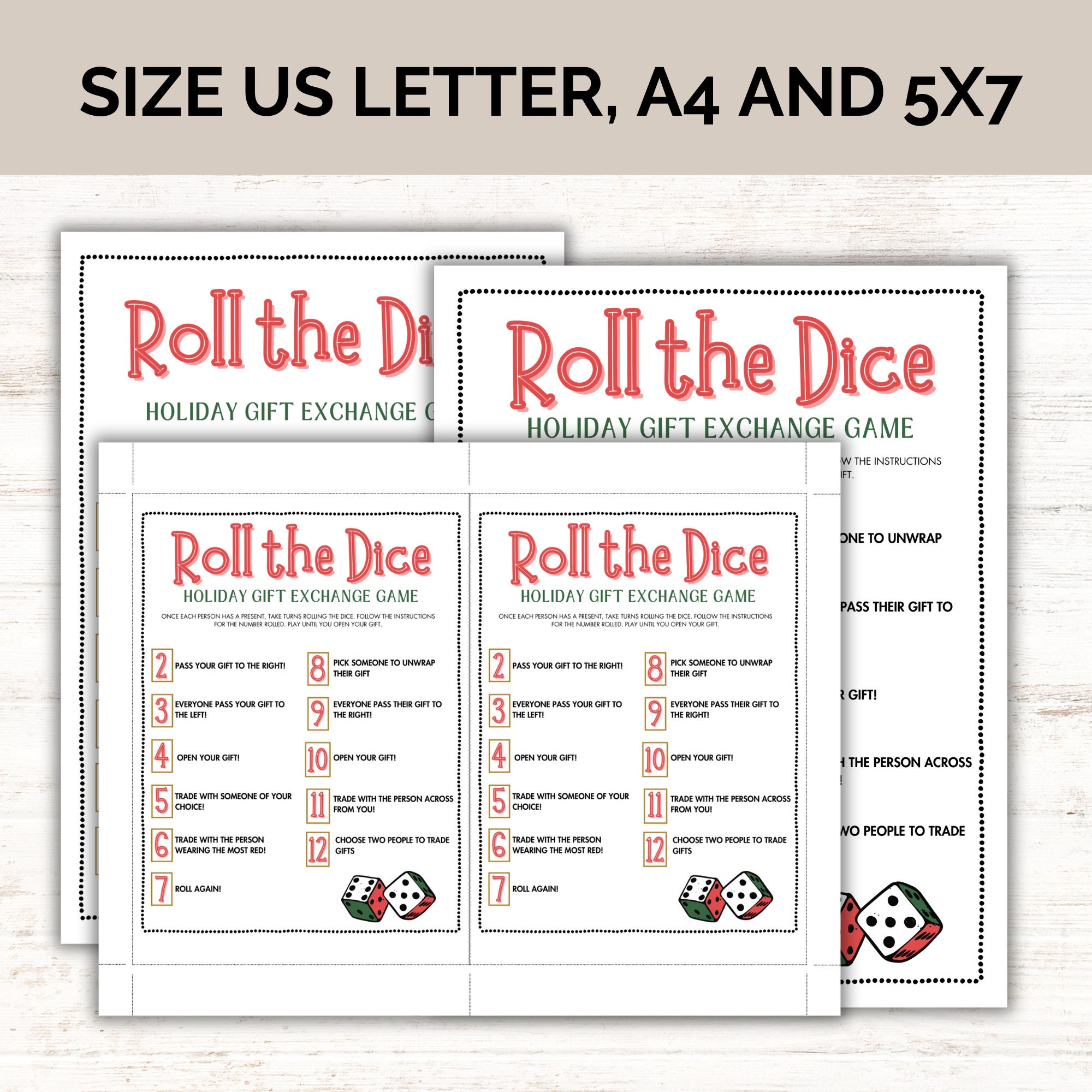 Roll the Dice Gift Exchange Game, Christmas Gift Exchange Dice Game ...