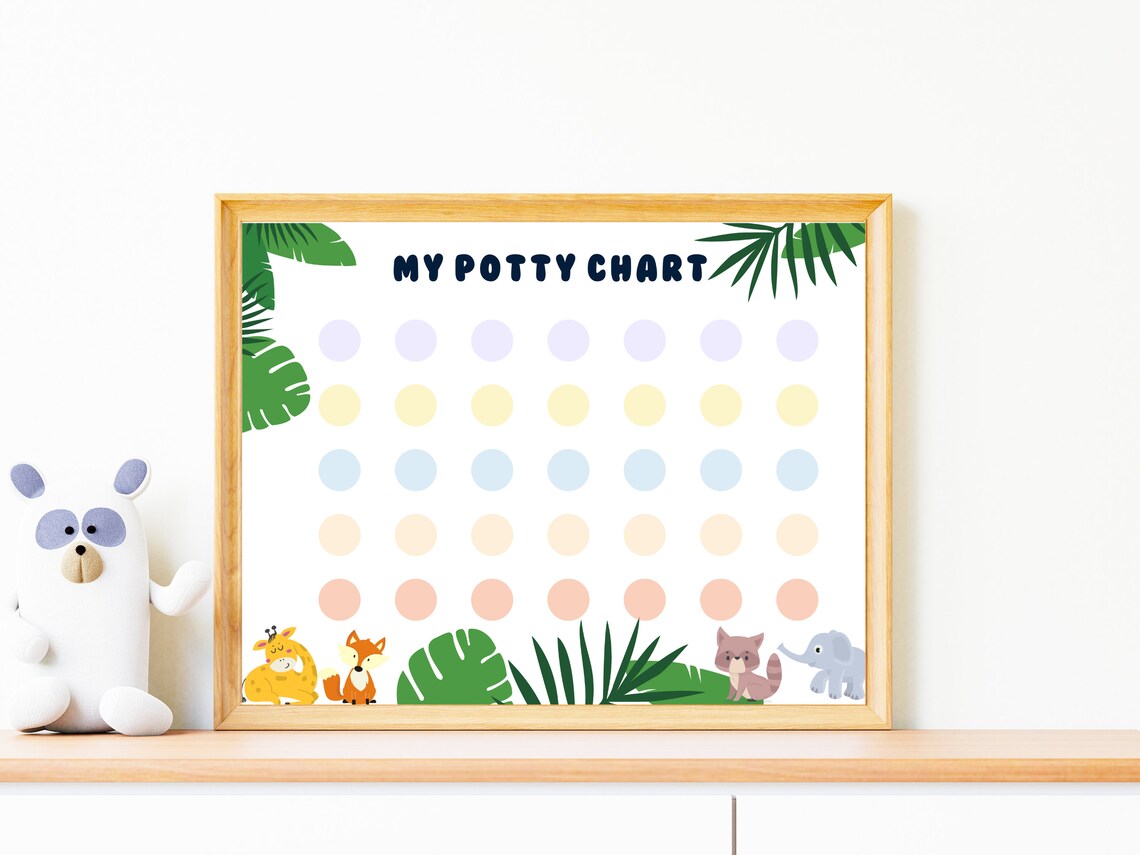 Potty Training Reward Chart, Toddler Jungle Animal Sticker Chart, Potty ...