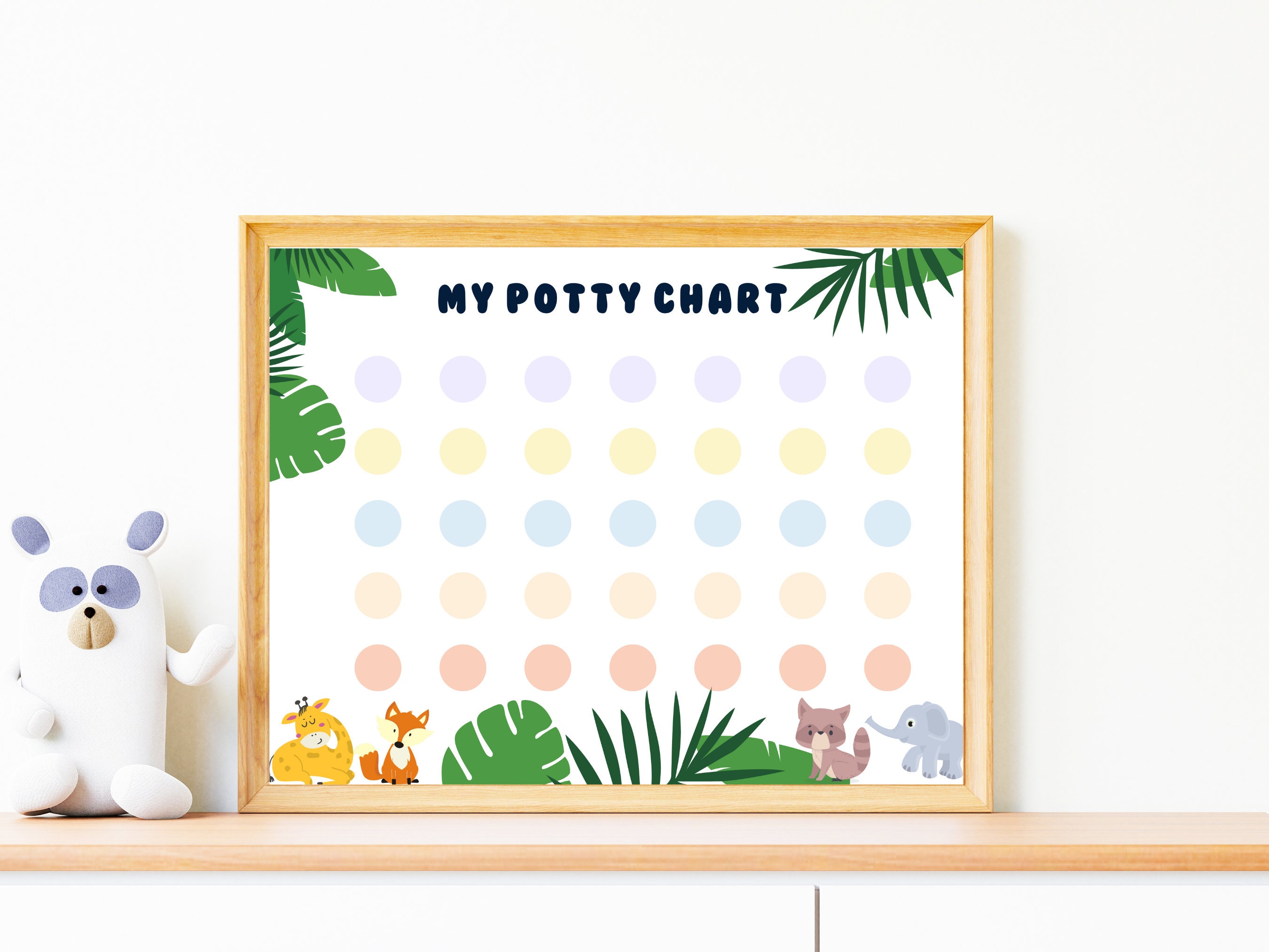 Potty Training Reward Chart, Toddler Jungle Animal Sticker Chart, Potty ...