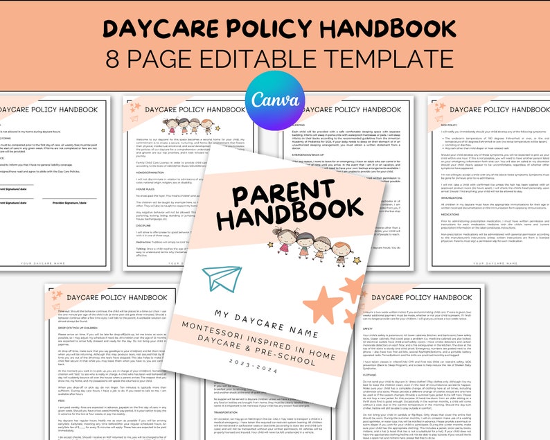 Editable Daycare Policy Handbook, Daycare Contract, Daycare Forms, in ...