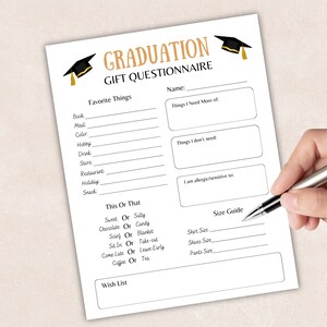 Editable Graduation Gift Questionnaire, Printable All About Me Form ...