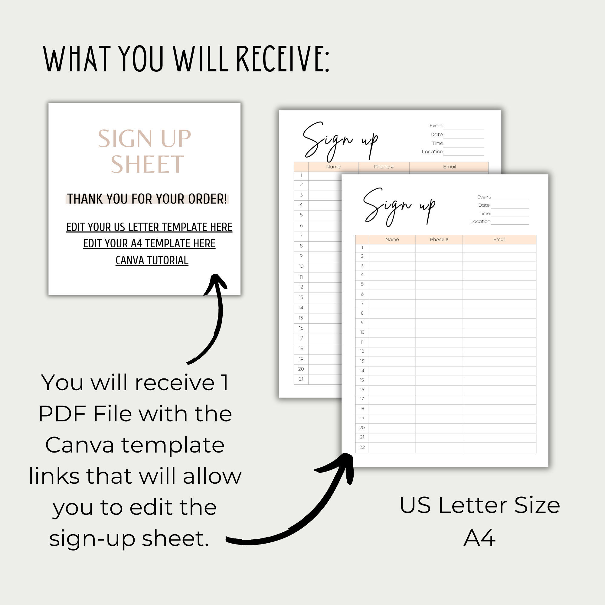 Editable Sign up Sheet, Party Sign up Form Printable, Event Sign in ...