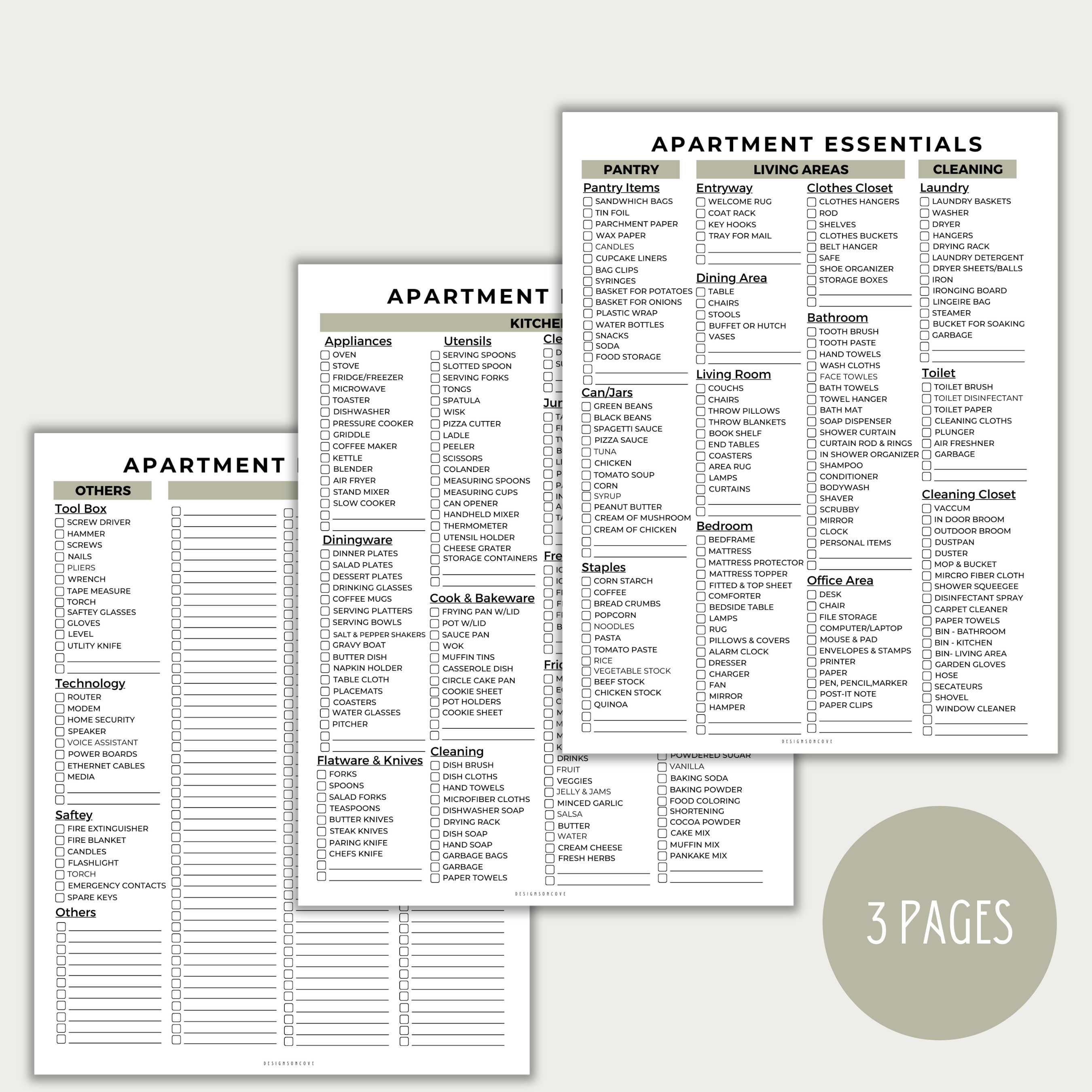 New Apartment Essentials Checklist, Moving Checklist Printable, New ...
