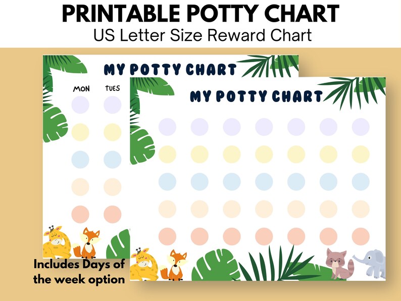 Potty Training Reward Chart Toddler Jungle Animal Sticker - Etsy