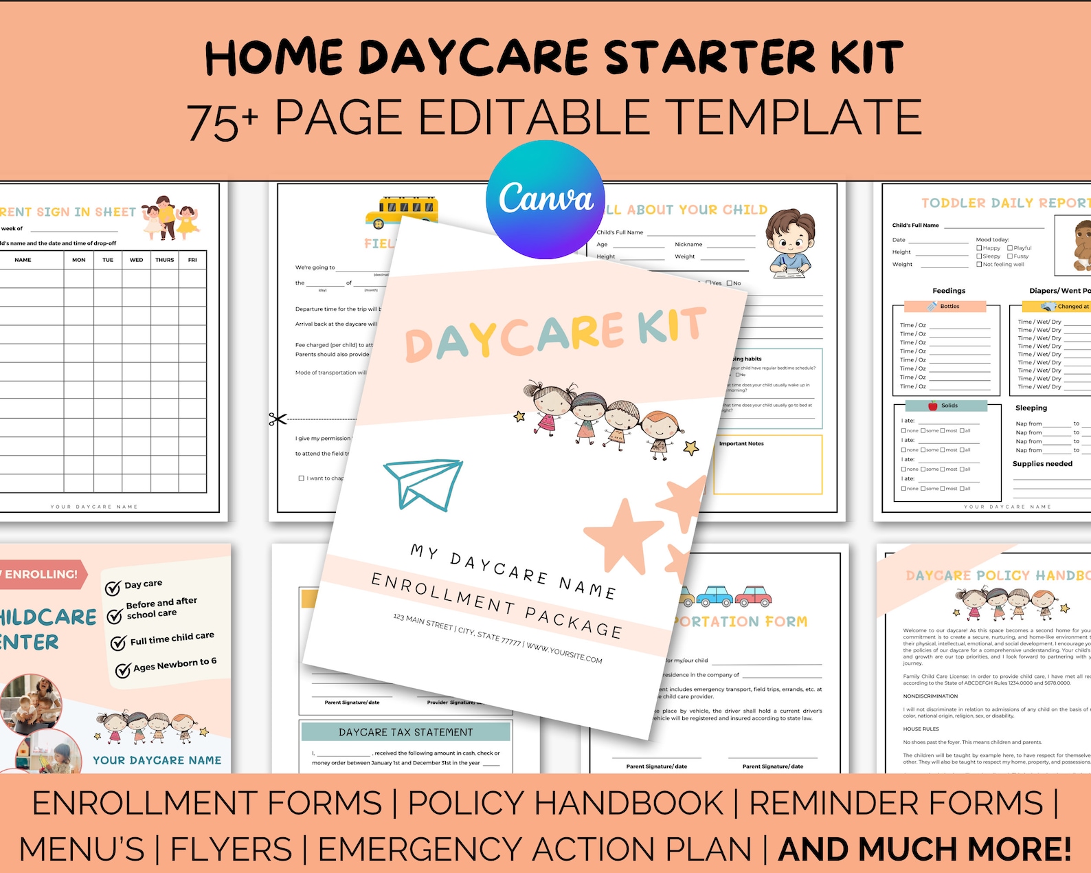 Editable Daycare Forms BUNDLE, in Home Daycare Starter Kit, Childcare ...