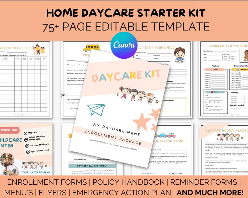 Editable Daycare Forms BUNDLE, in Home Daycare Starter Kit, Childcare ...