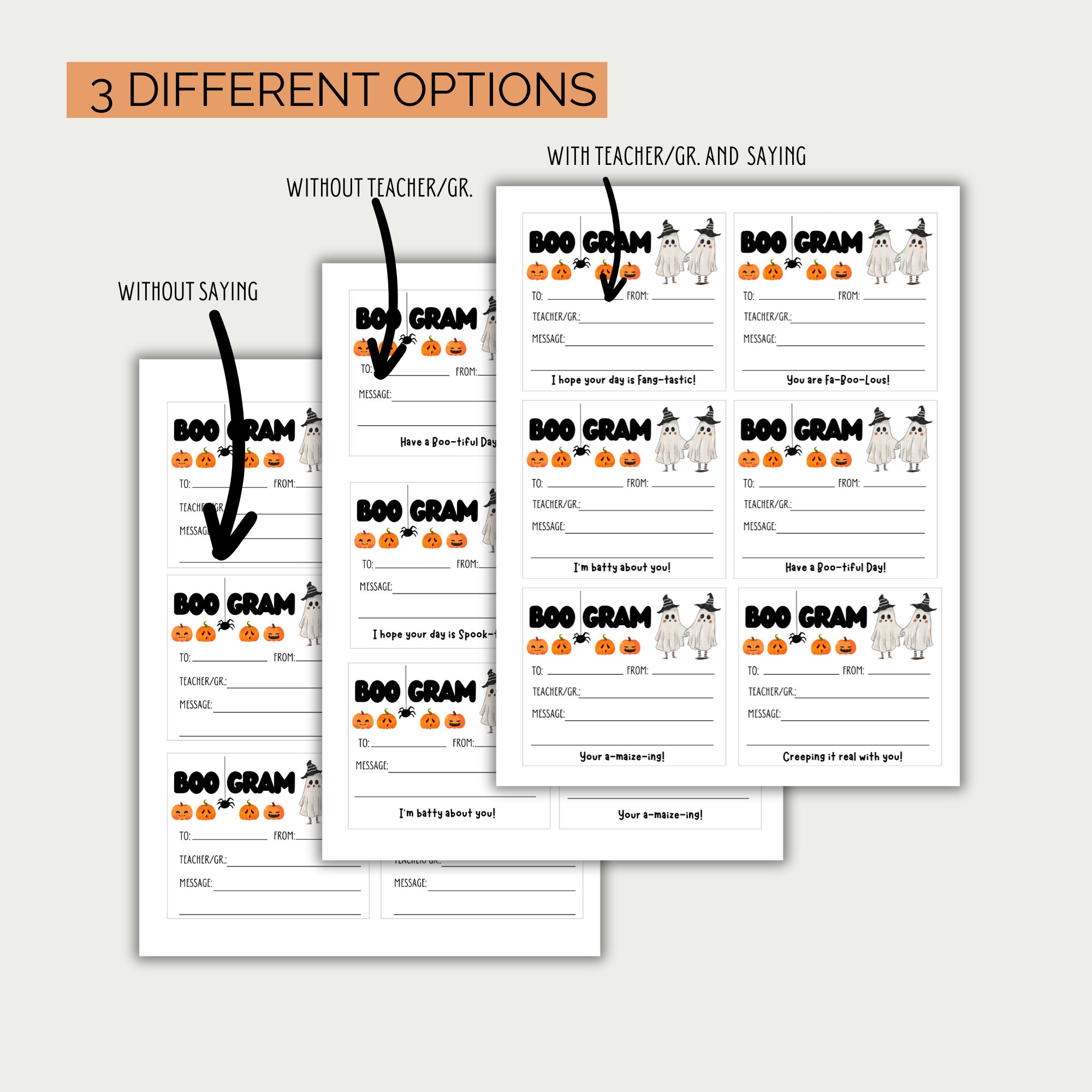 Halloween Candy Gram Printable, Boo Gram, PTO, PTA Fundraiser - Etsy