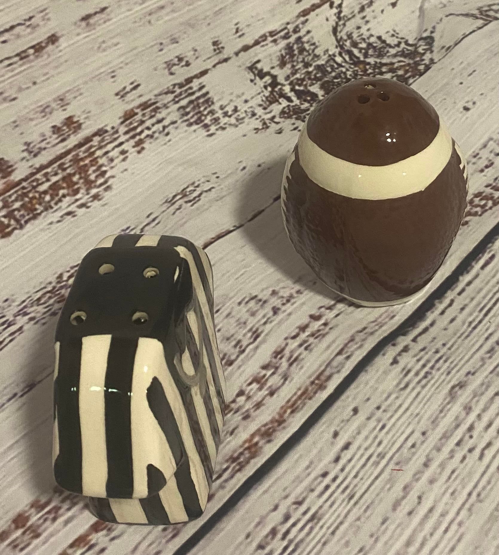 Football Shaped Drinking Glass Set With Football Salt and Pepper ...