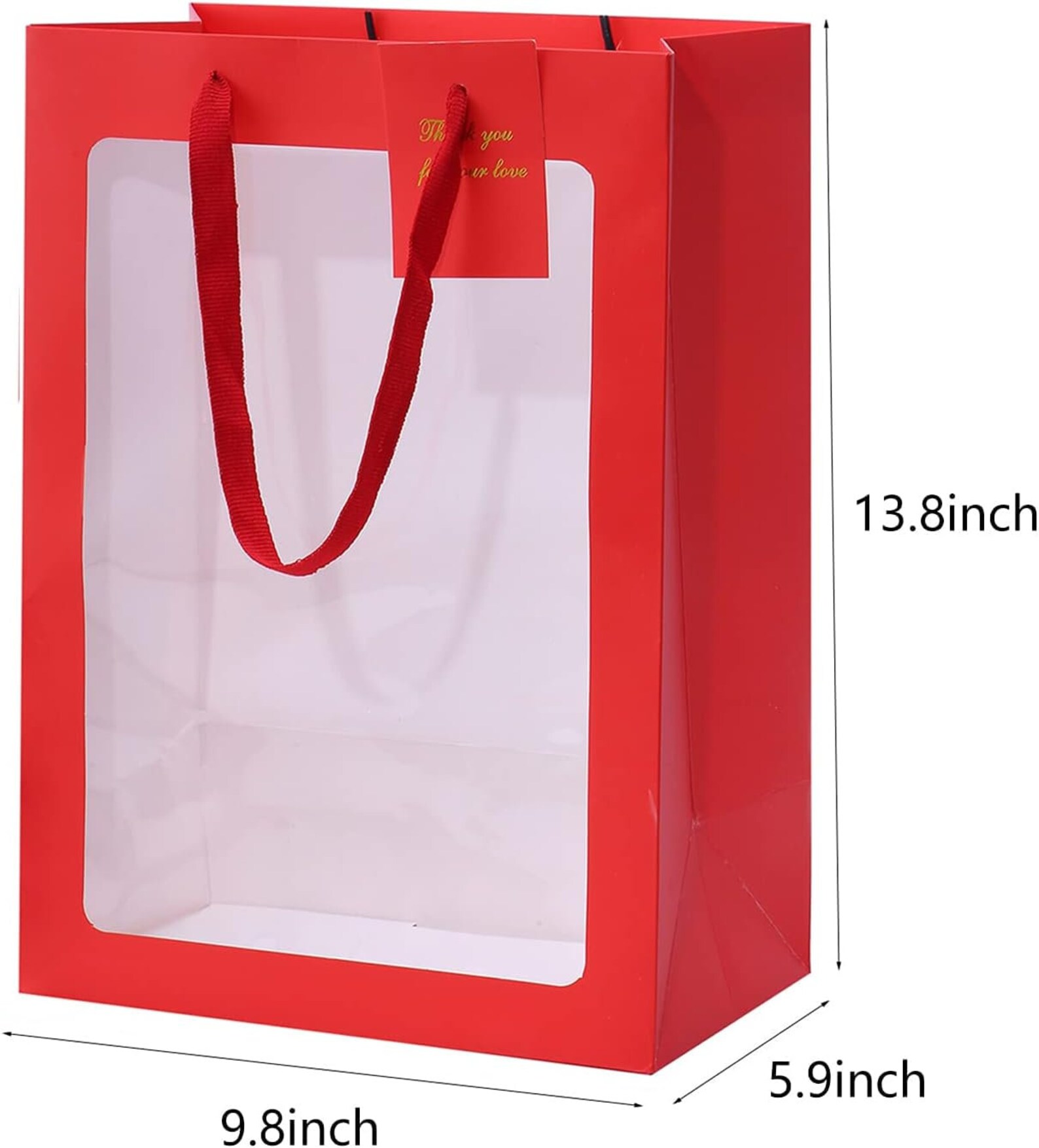Clear Gift Bag With Window, 13.8x 9.8x 5.9 Red, Pink or White ...