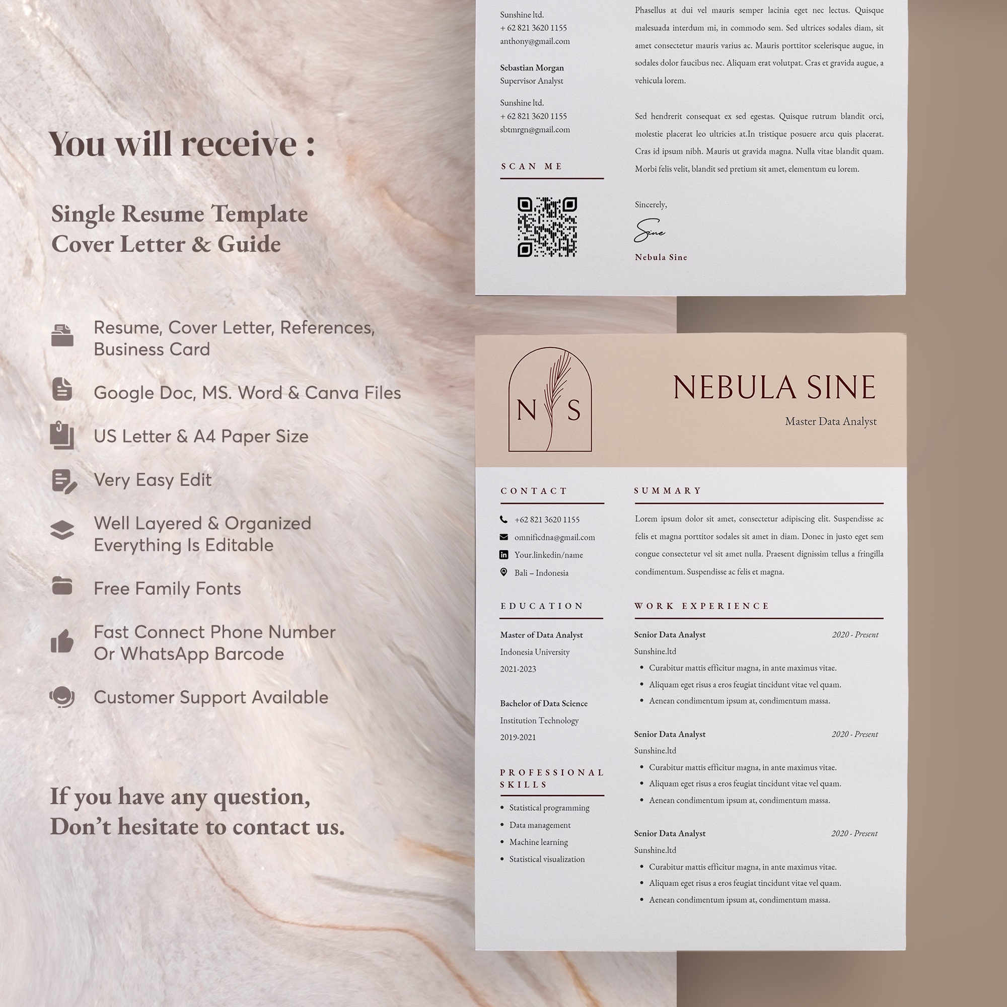Rustic Resume Template Canva Resume Word Resume Template Professional ...