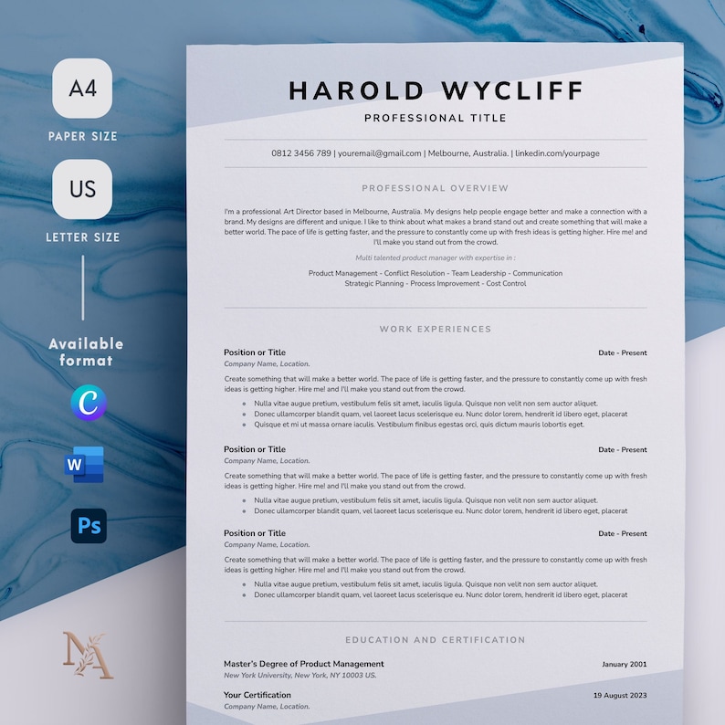 ATS Resume Template Canva Resume Template Word Cv Clean Resume Template ...