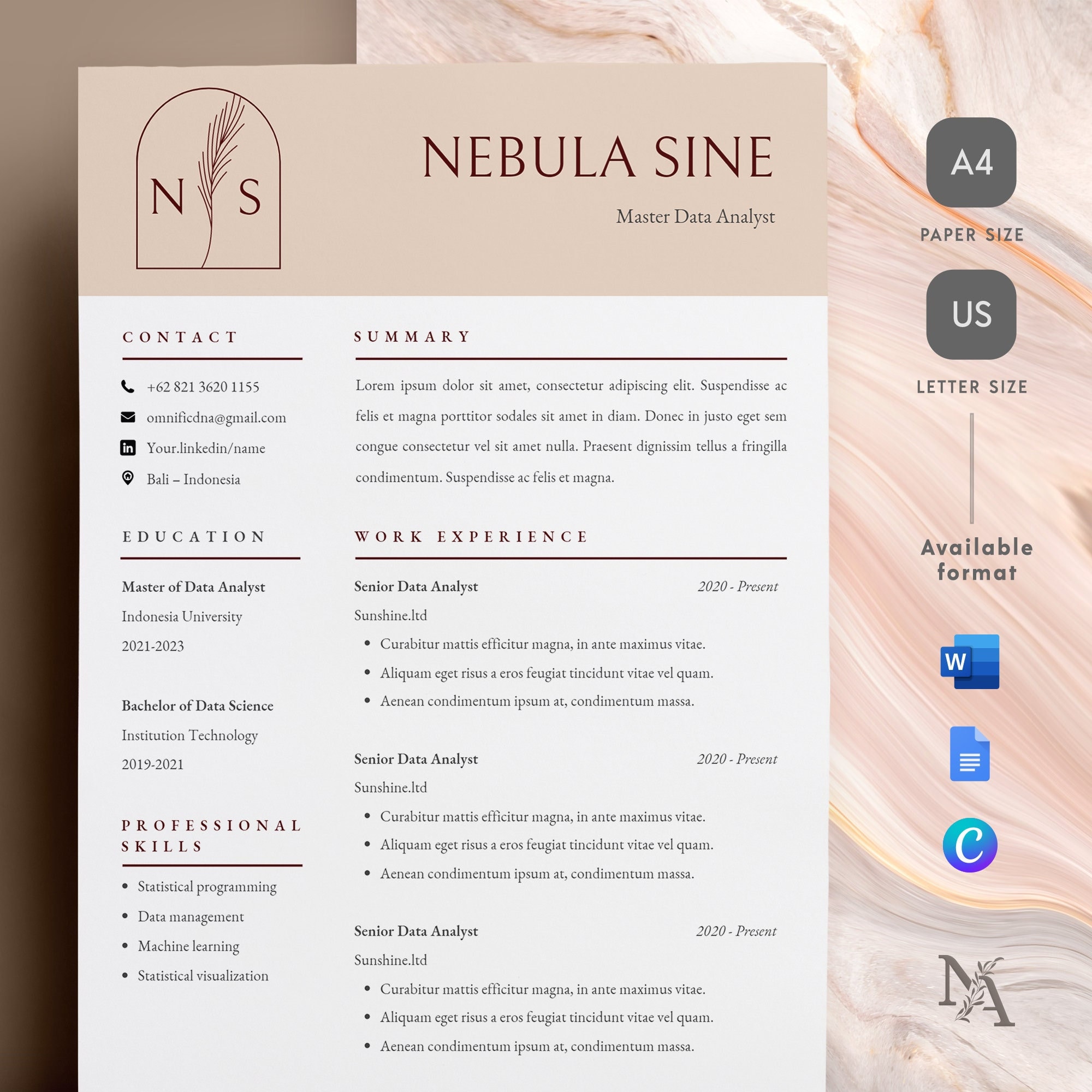 Rustic Resume Template Canva Resume Word Resume Template Professional ...