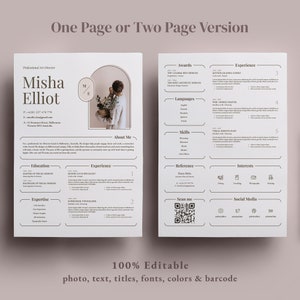 Aesthetic Resume Template Canva Resume Professional Cv Unique Resume ...