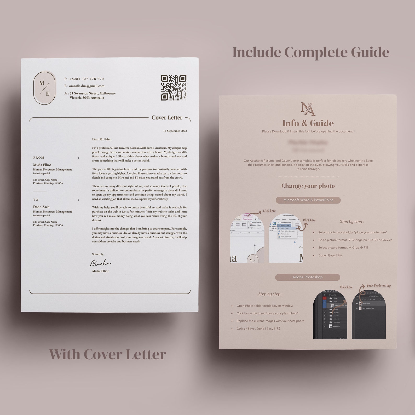 Aesthetic Resume Template | Modern CV Design, Business Card (canva ...