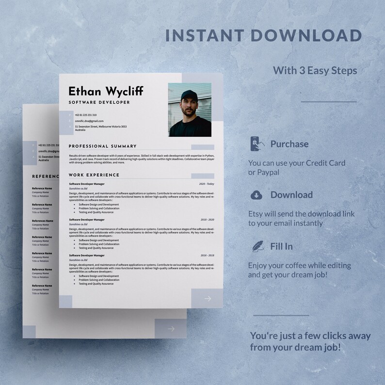 ATS Friendly Resume Template Word and Canva ATS Compatible - Etsy