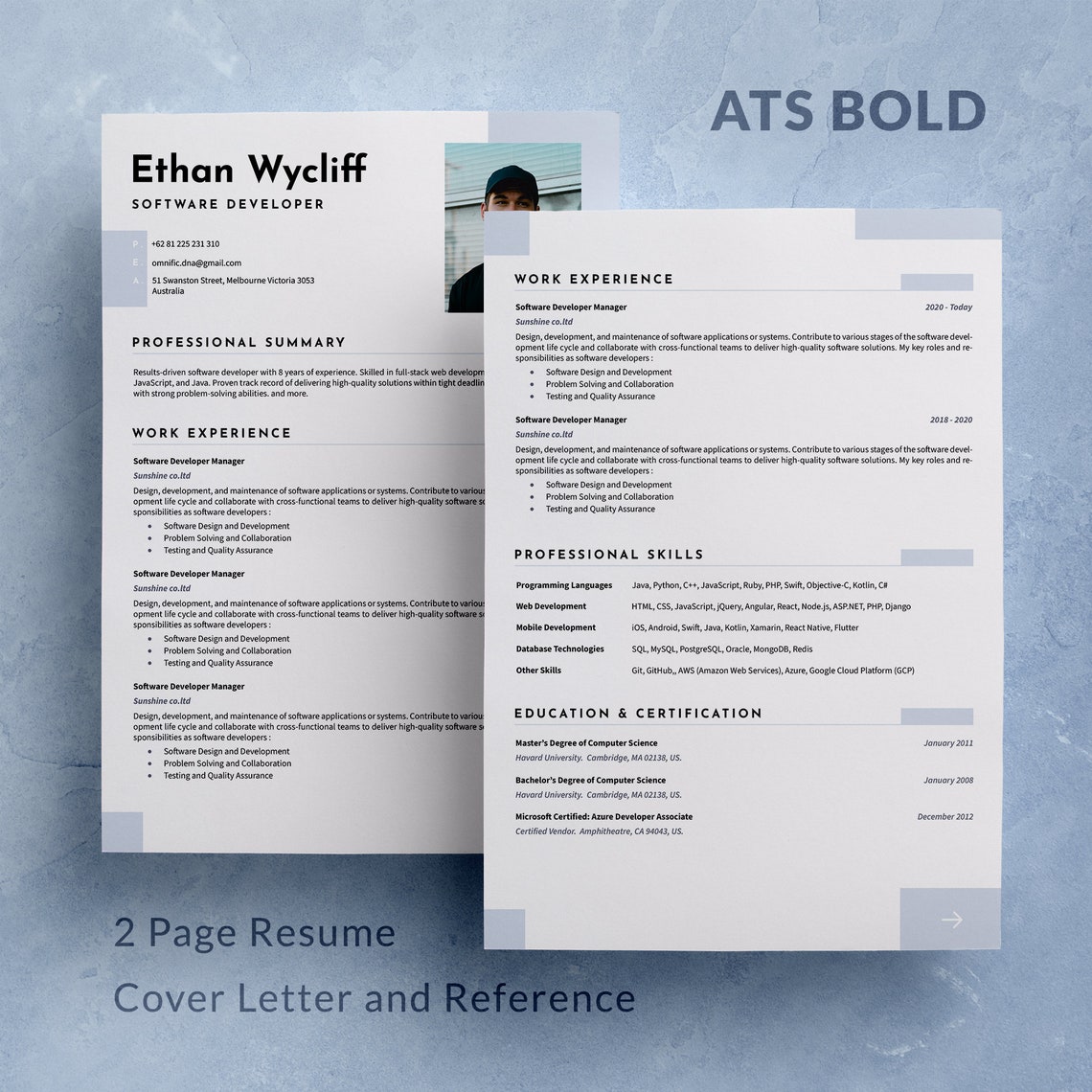 ATS Friendly Resume Template Word and Canva, ATS Compatible Resume ...