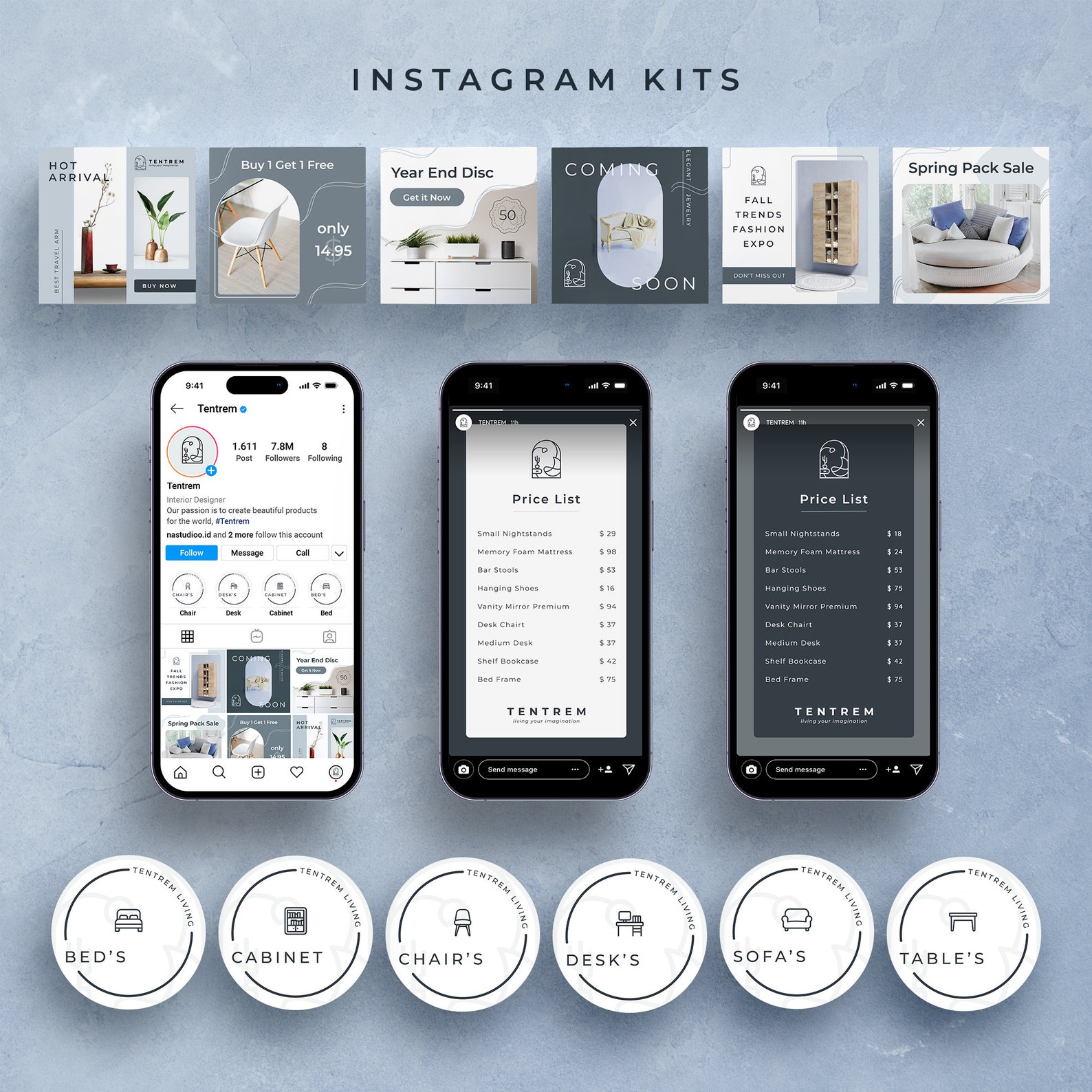 Home Living Logo Branding Kit Printable Brand Real Estate Tentrem Logo ...