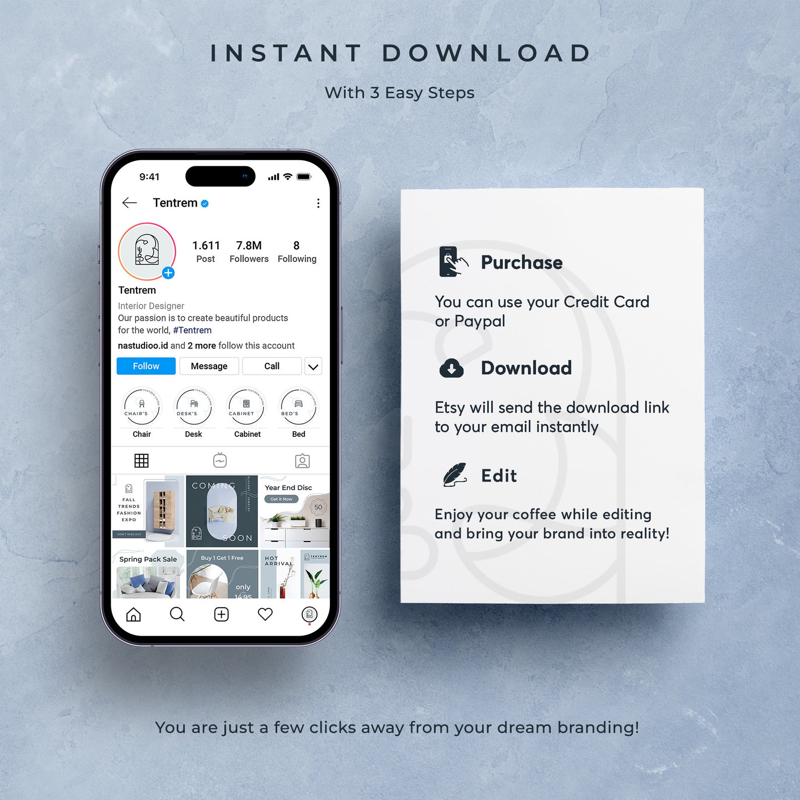 Home Living Logo Branding Kit Printable Brand Real Estate Tentrem Logo ...