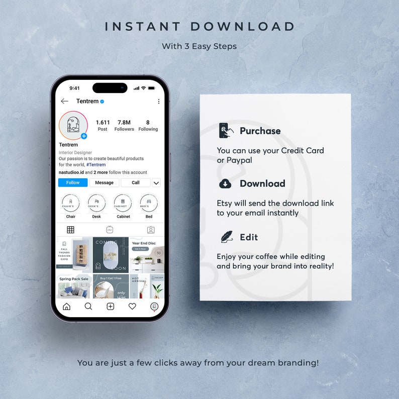 Home Living Logo Branding Kit Printable Brand Real Estate Tentrem Logo ...