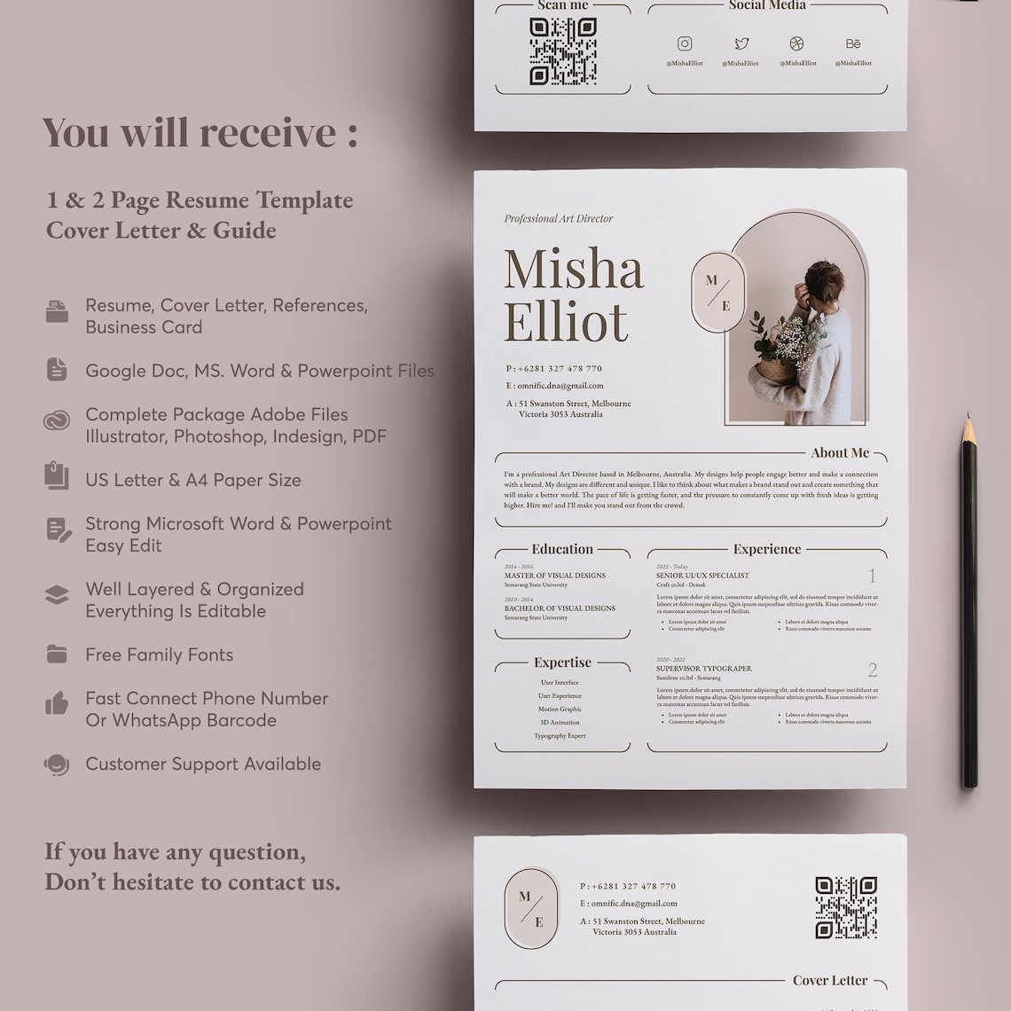 Aesthetic Resume Template Canva Resume Professional Cv Unique Resume ...