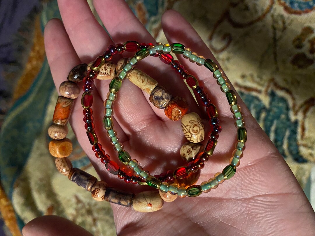 Earthy Bracelet Set Bohemian Jewelry Hippie Wooden Beads Vintage Style ...