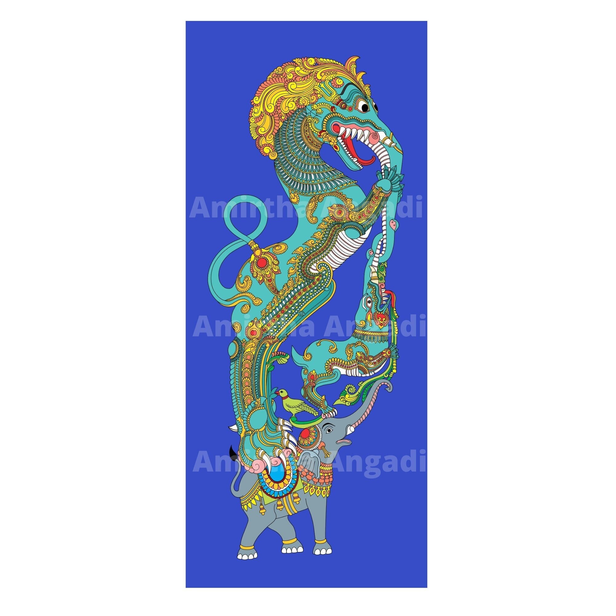 Ancient Yali at Pudhumandabam 17th Century Wall Decor Vector Art ...