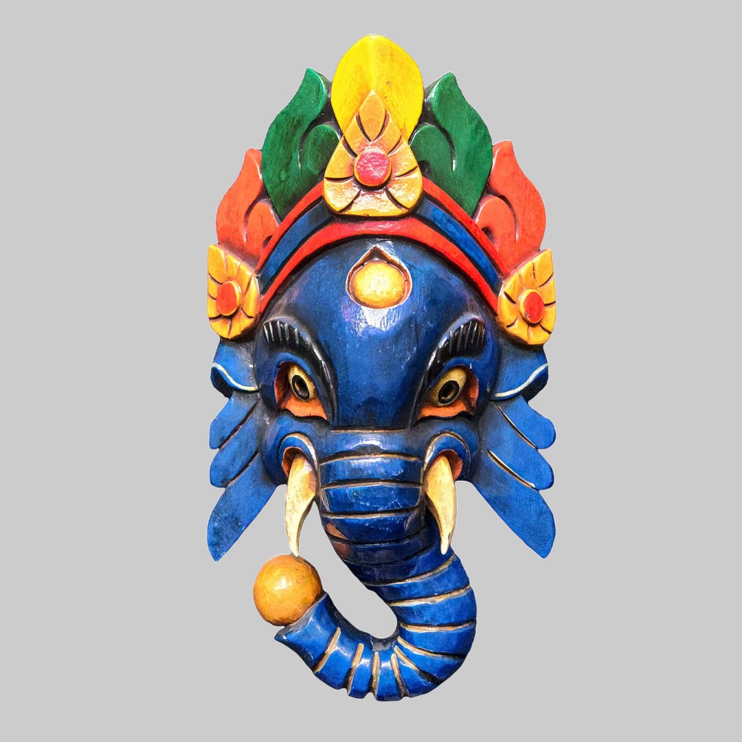 Handcrafted Wooden Lord Ganesh Mask: Spiritual Home Decor - Etsy