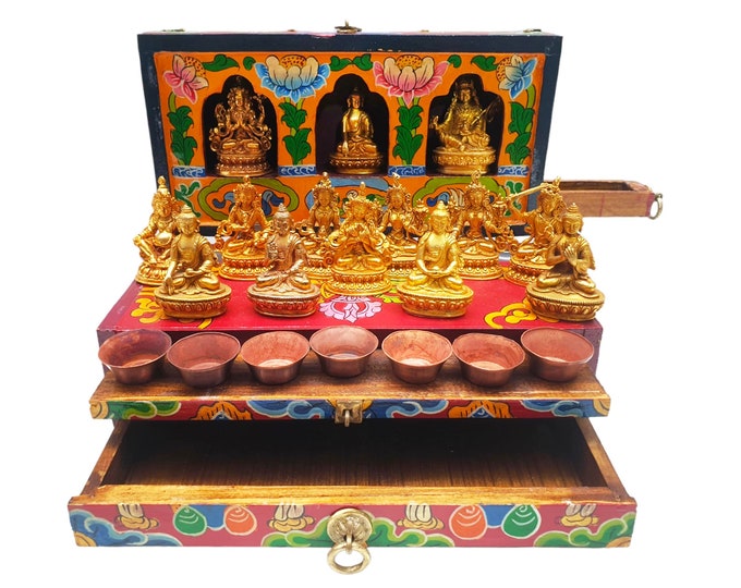 Tibetan Chokchi Complete Auspicious Sings Carved Wooden Foldable Tea ...