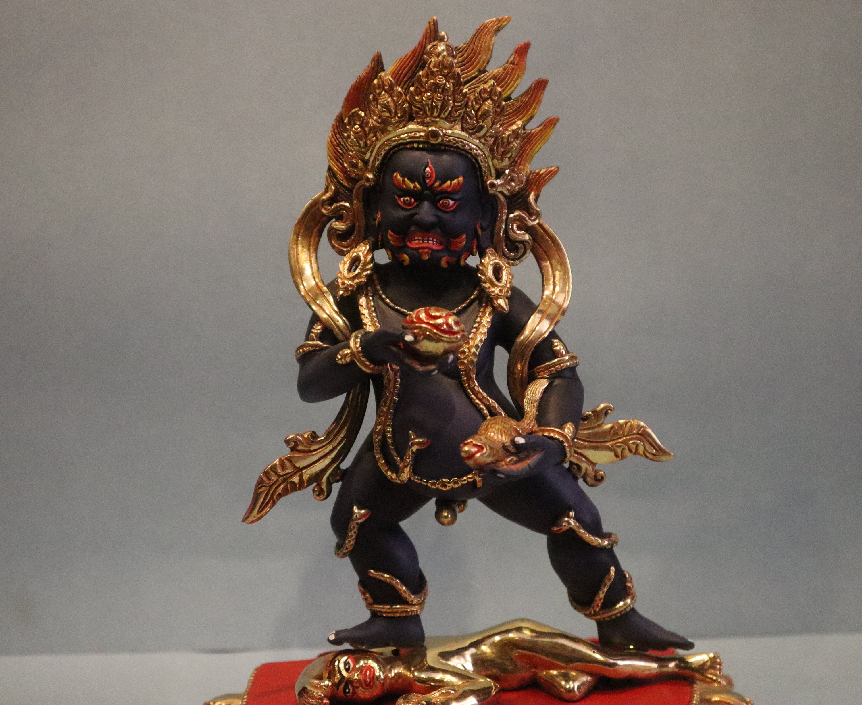 Lord Black Kuber Statue 24K Gold Gilded With Symbol of Prosperity and ...