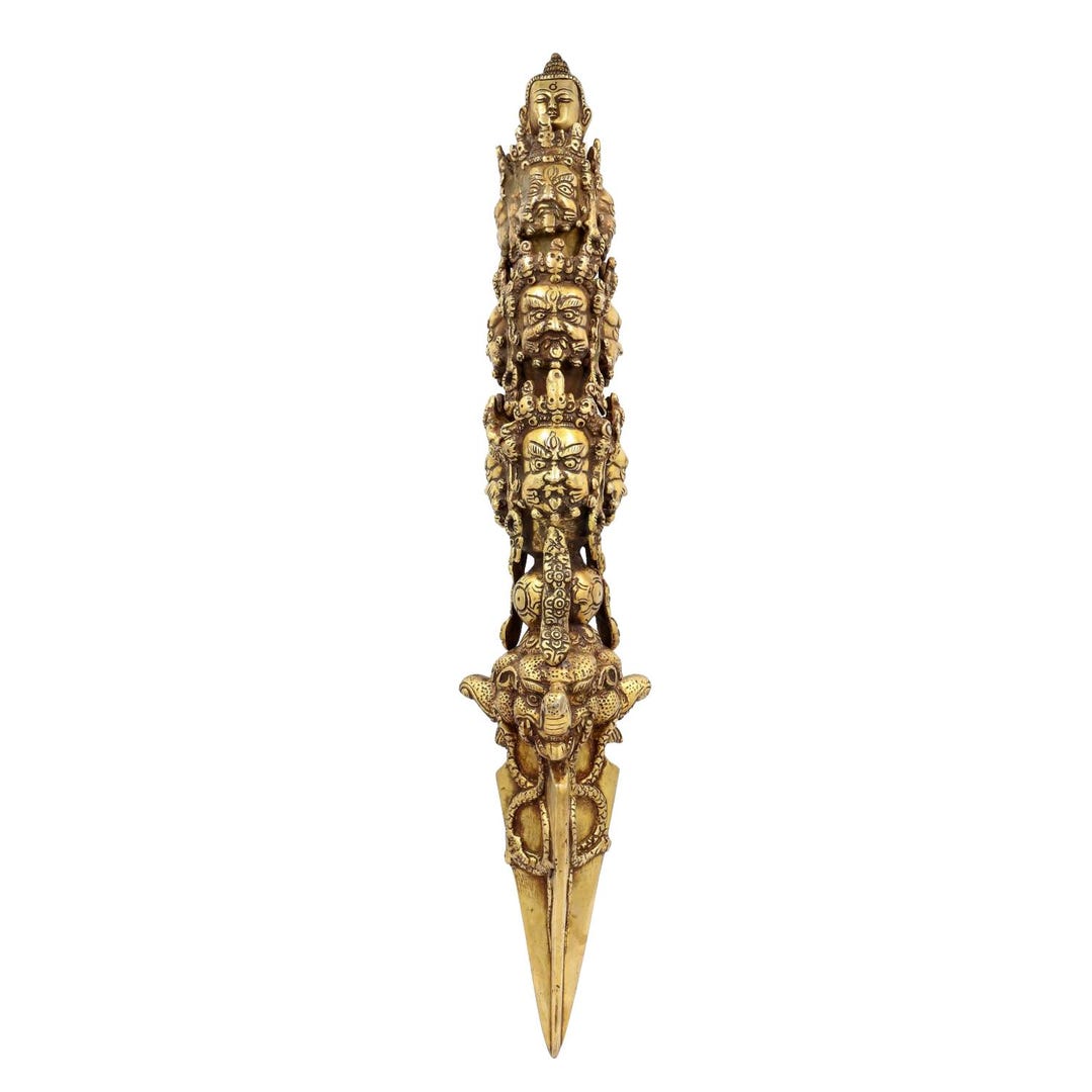 Buddhist 10-head Vajrakilaya Phurba | Dorje Ritual Dagger | Metal ...
