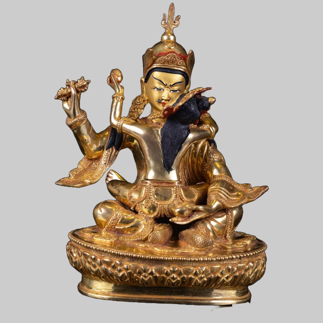 24K Gold Gilded Guru Rinpoche Statue: Handmade Nepali Art - Etsy
