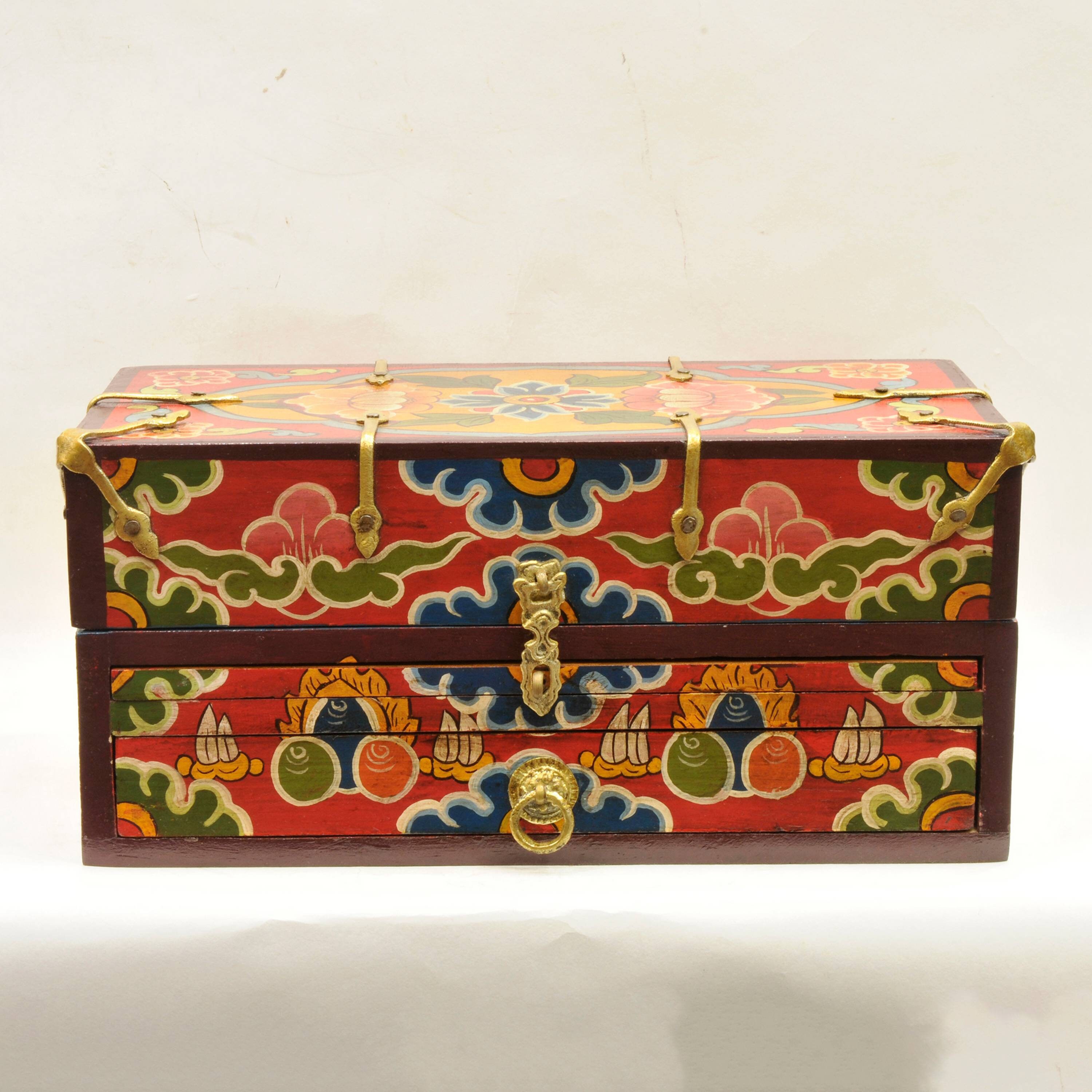 Handmade Foldable Wooden Altar Box: Tibetan Style With Offering Bowls ...
