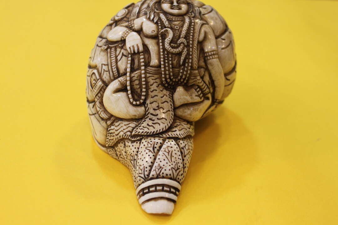 Hand Carved Tibetan Conch Shell Trumpet With Lord Shiva Carving - Etsy
