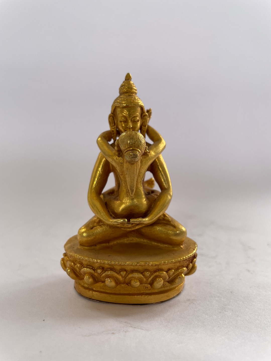 Antique Buddha Shakti Yab Yum Statues Pure Copper Small Buddha