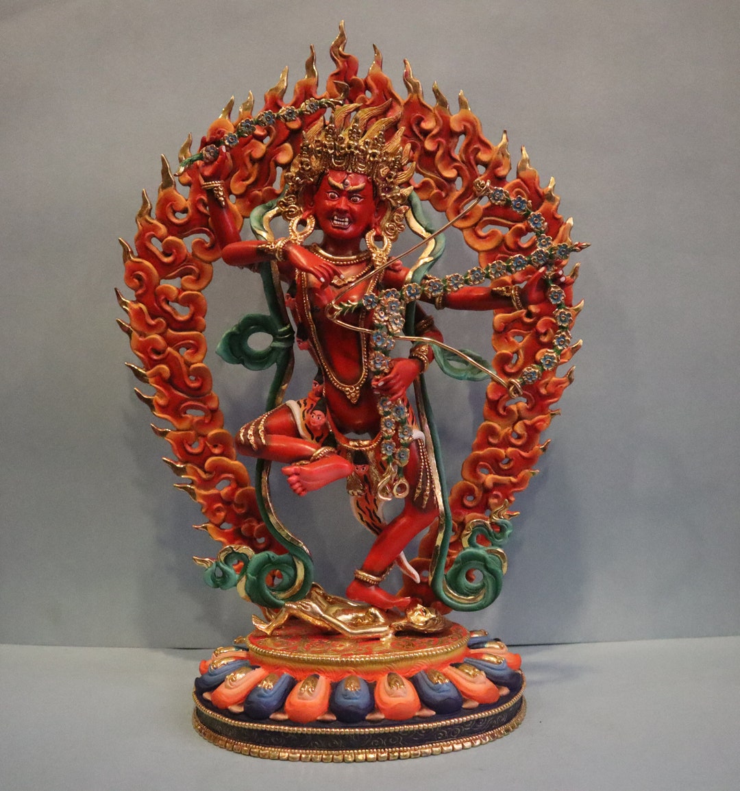 24k Gold Gilded Kurukulla Statue: Authentic Tibetan Red Dakini ...