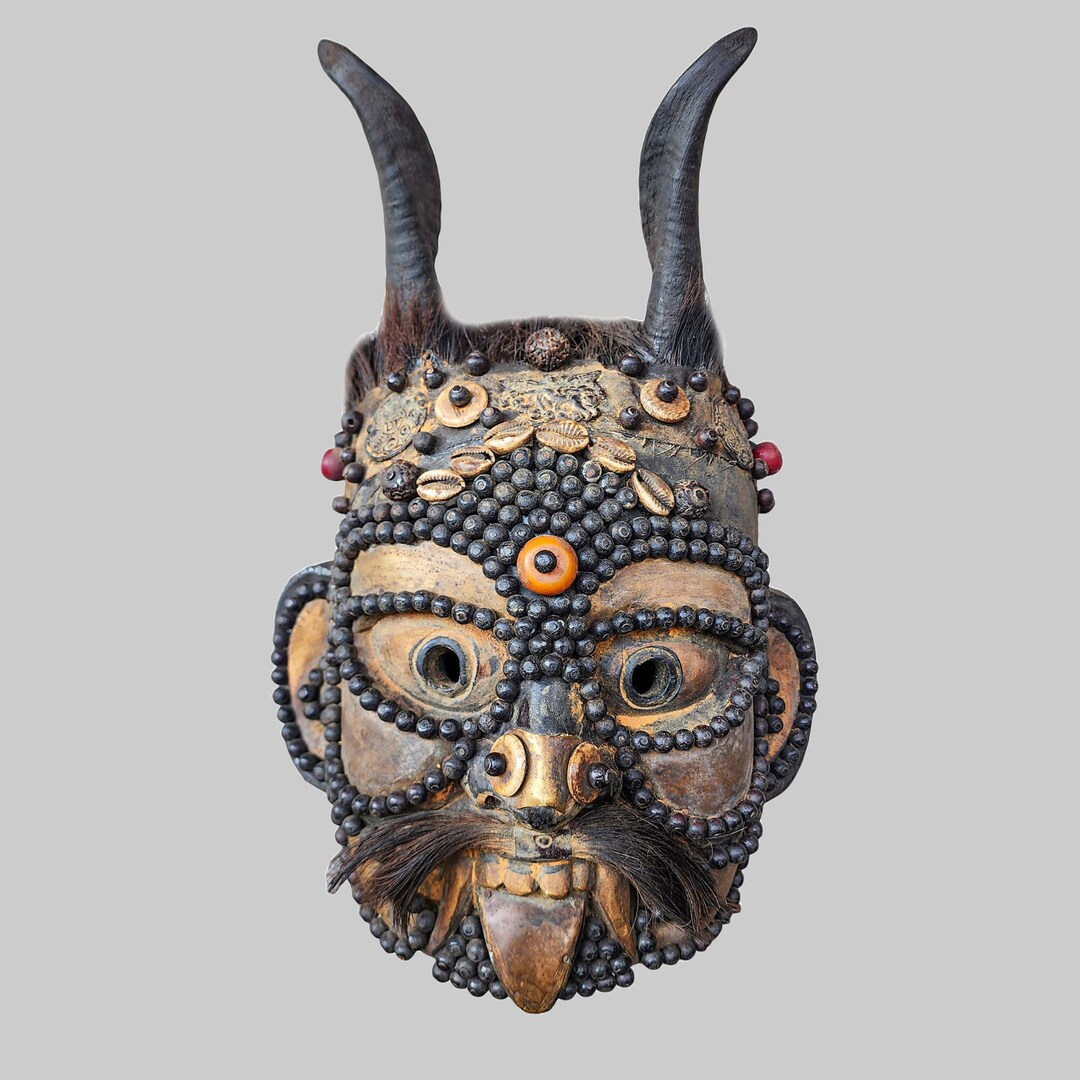 Authentic God Kali Mask | Antique Finishing With Horn | Wall Hanging ...
