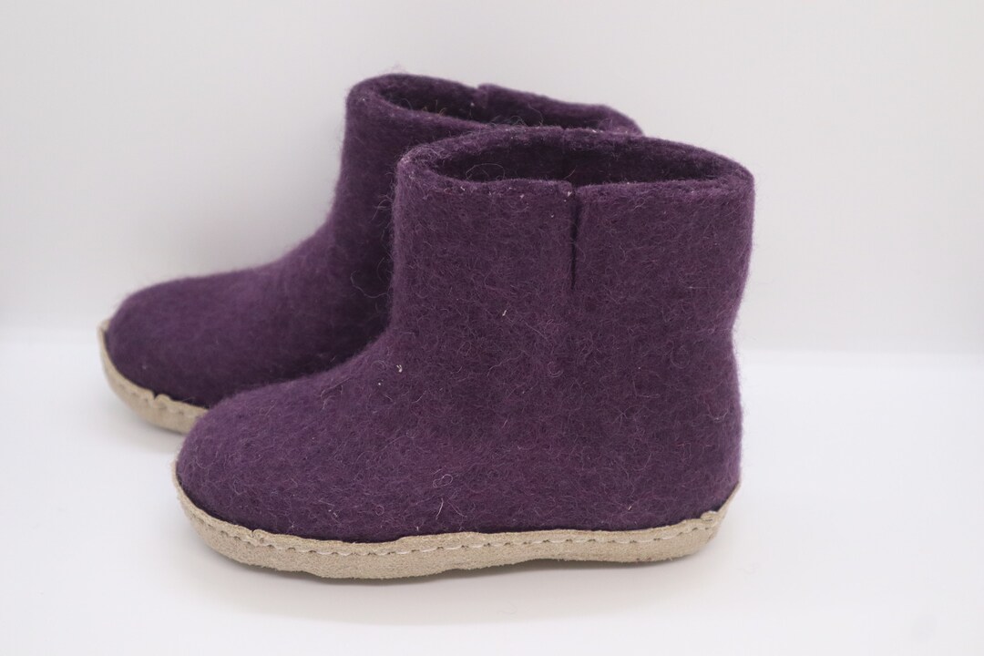 Handmade Wool Felt Booties: Unisex Shoes With Leather Sole - Etsy