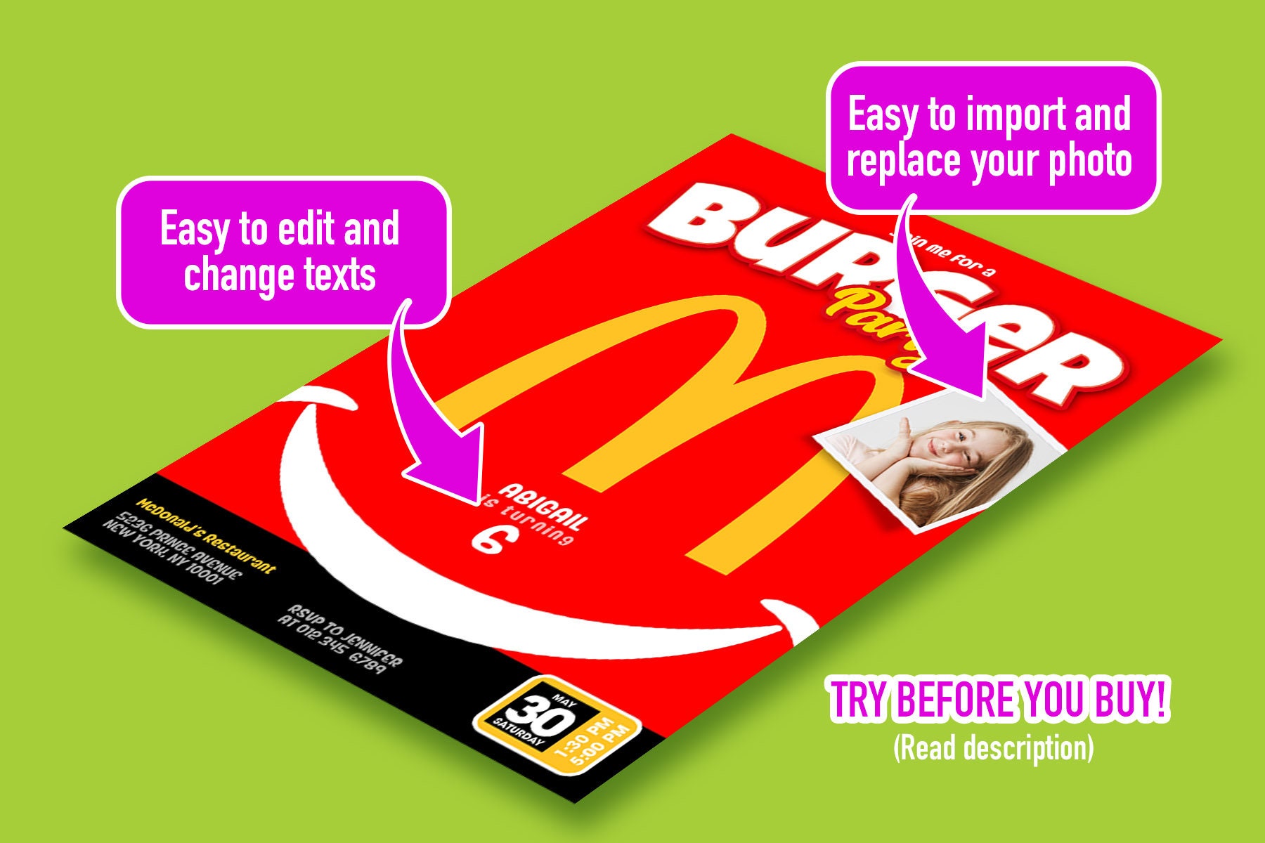 Mcdonald's Birthday Party Invitation - Printable Invite - DIY ...