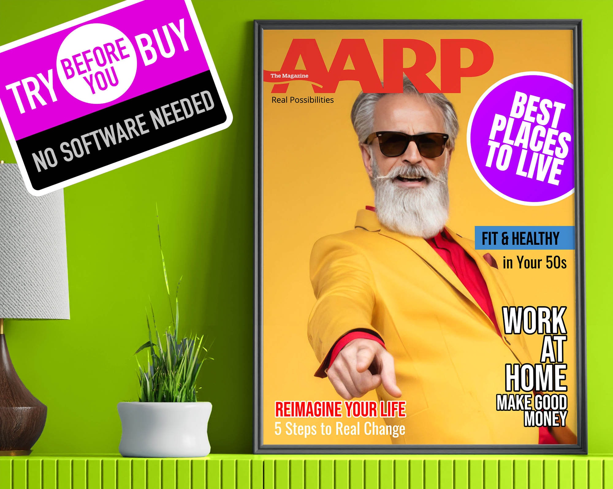 DIY AARP Magazine Cover, Sign, Birthday Cover, Grandfather's ...
