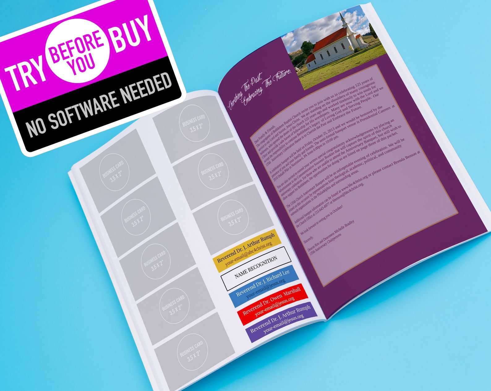 Church Souvenir Book Ad DIY Photo Templates, Editable Congratulations ...