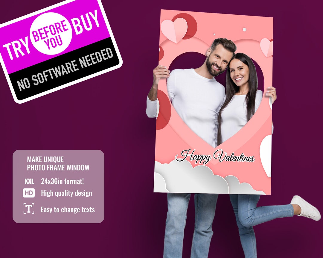 Heart Valentine's Day Photo Booth Frame Birthday Template XXL Wedding ...