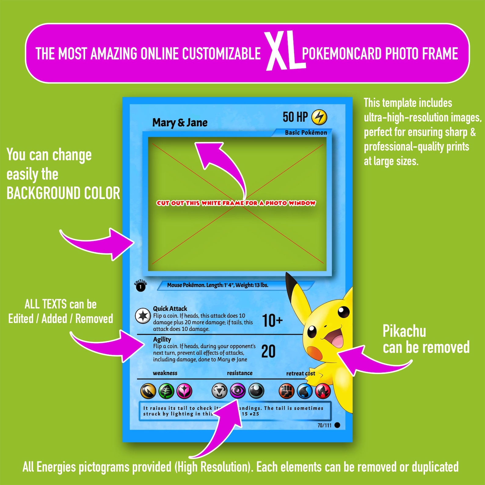 Pokemon Card Photo Booth Template, Editable Birthday Party Decor ...