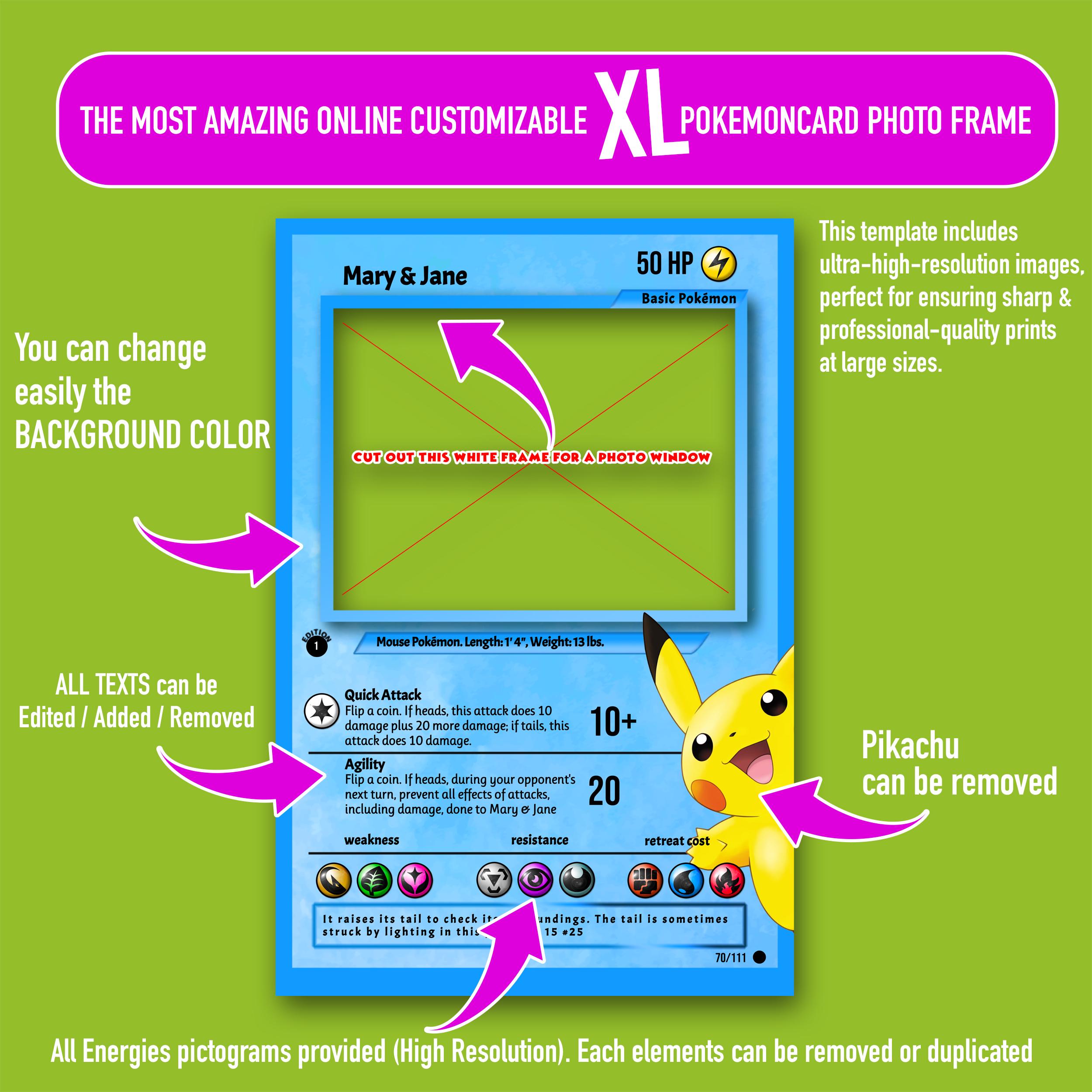 Pokemoncard Photo Frame Template for Canva Birthday, 24x36in Online ...