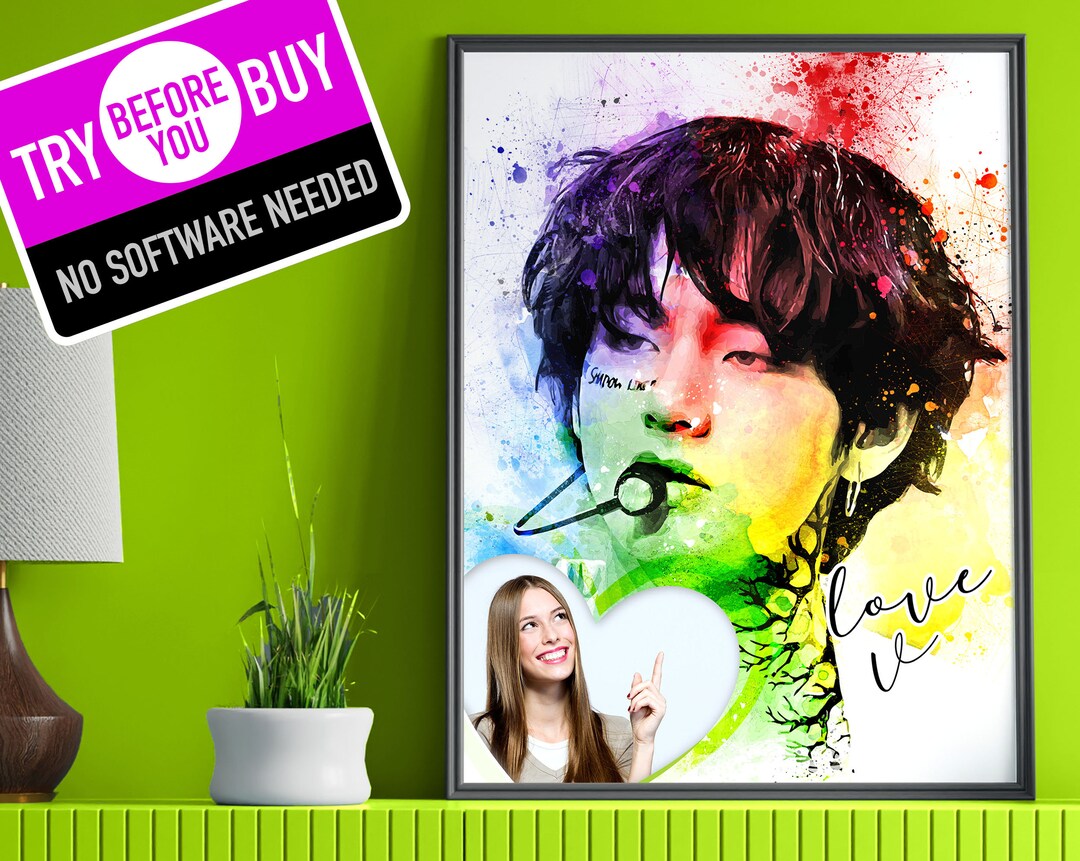 BTS Poster, V Taehyung, Bts Photocard, Customizable Editable Instant ...
