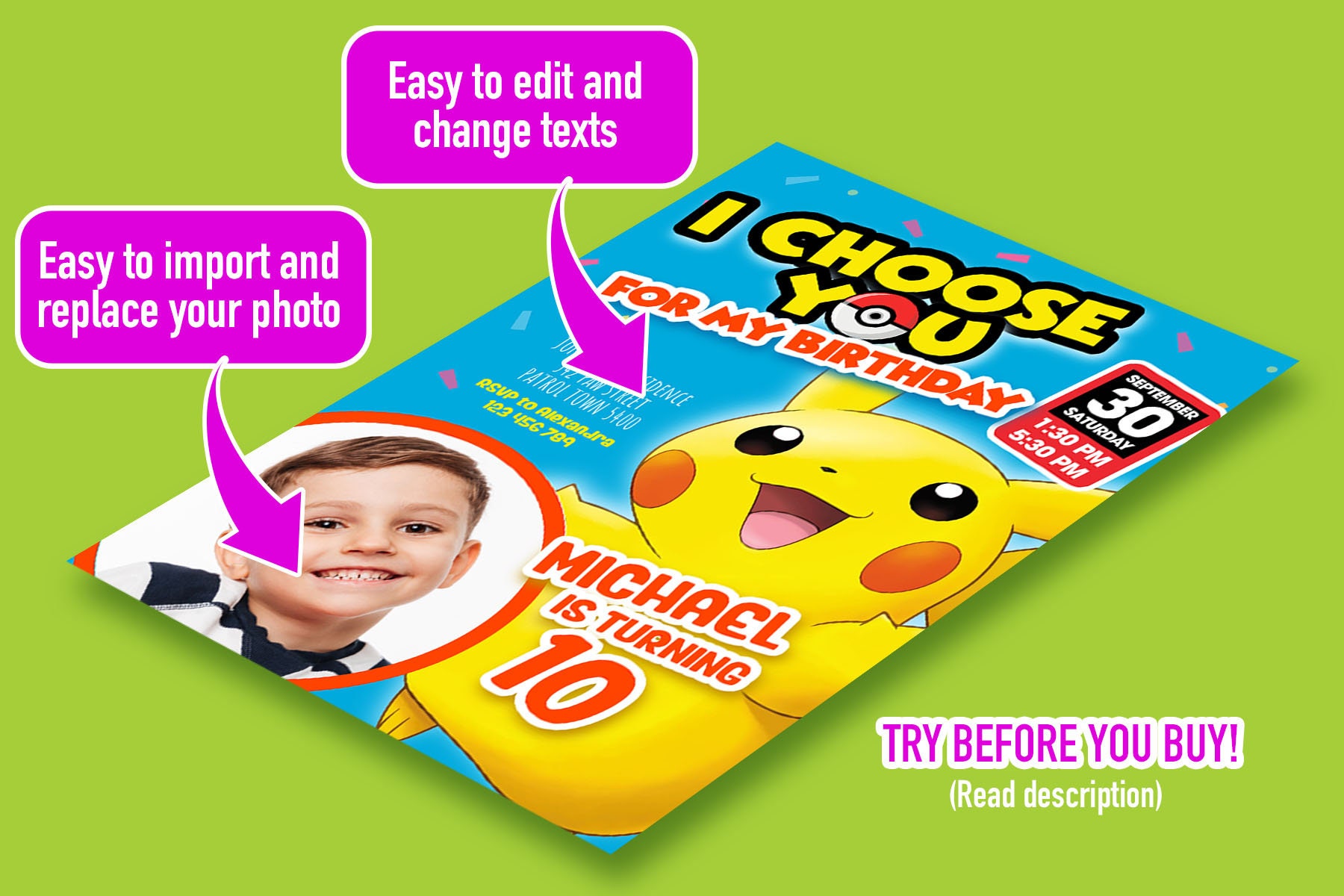 Pokemon Invitation, Pokemon Birthday Invitation, Pokemon Party, Pokemon ...