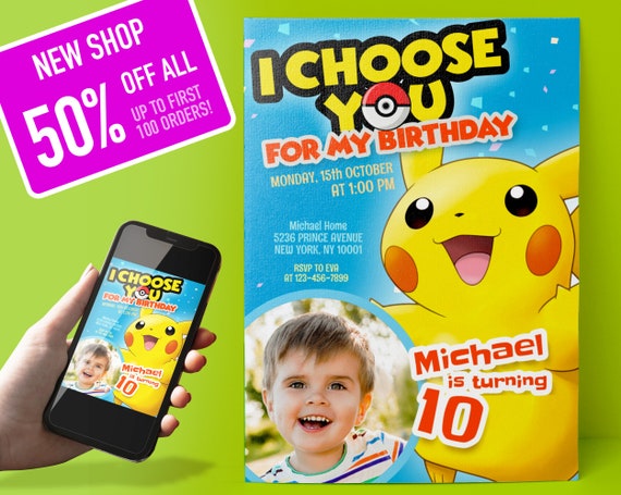 Pokemon Invitation Pokemon Birthday Invitation Pokemon Go | Etsy