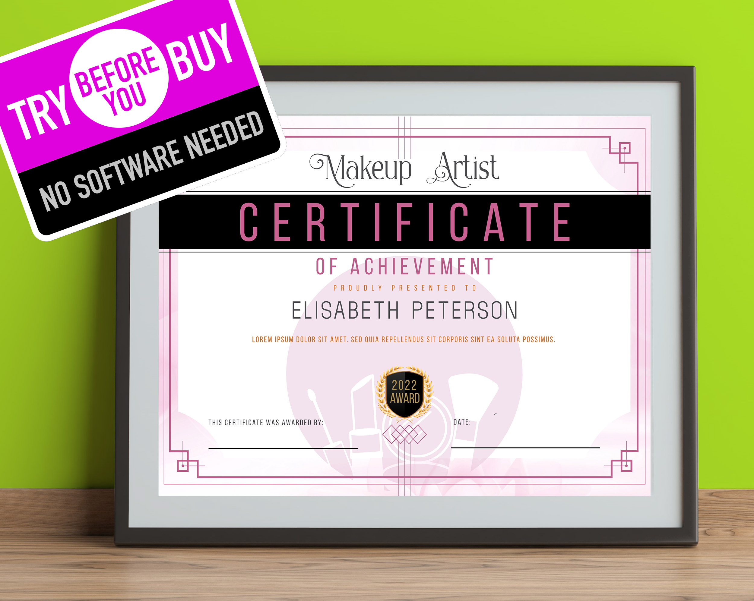 Makeup Artist Certificate Template COSMETIC Manicure DIY - Etsy