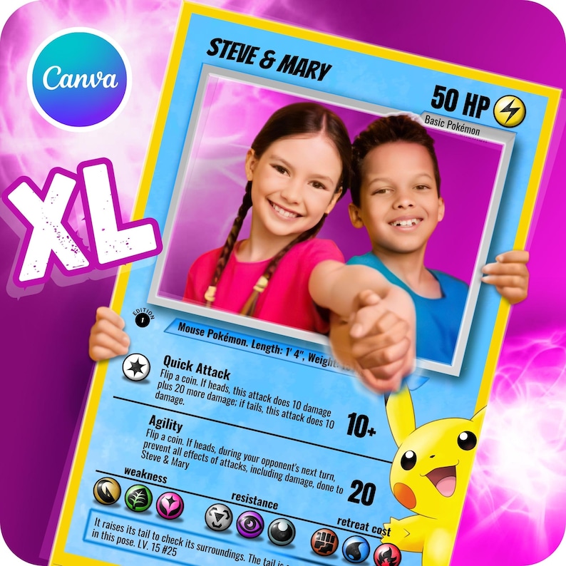 Pokemoncard Photo Frame Template for Canva Birthday, 24x36in Online ...