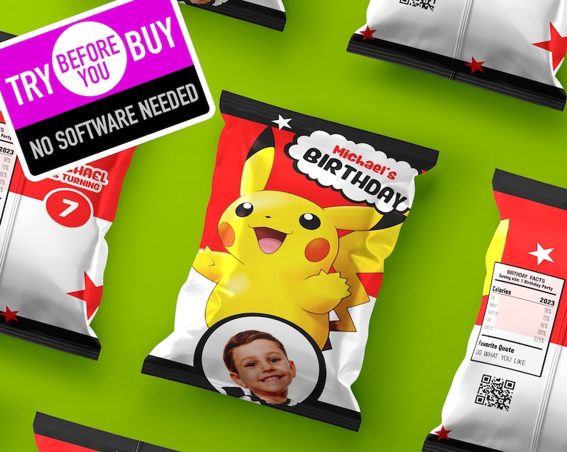Pokemon Birthday Chip Bag Template – Custom Printable (instant Download ...