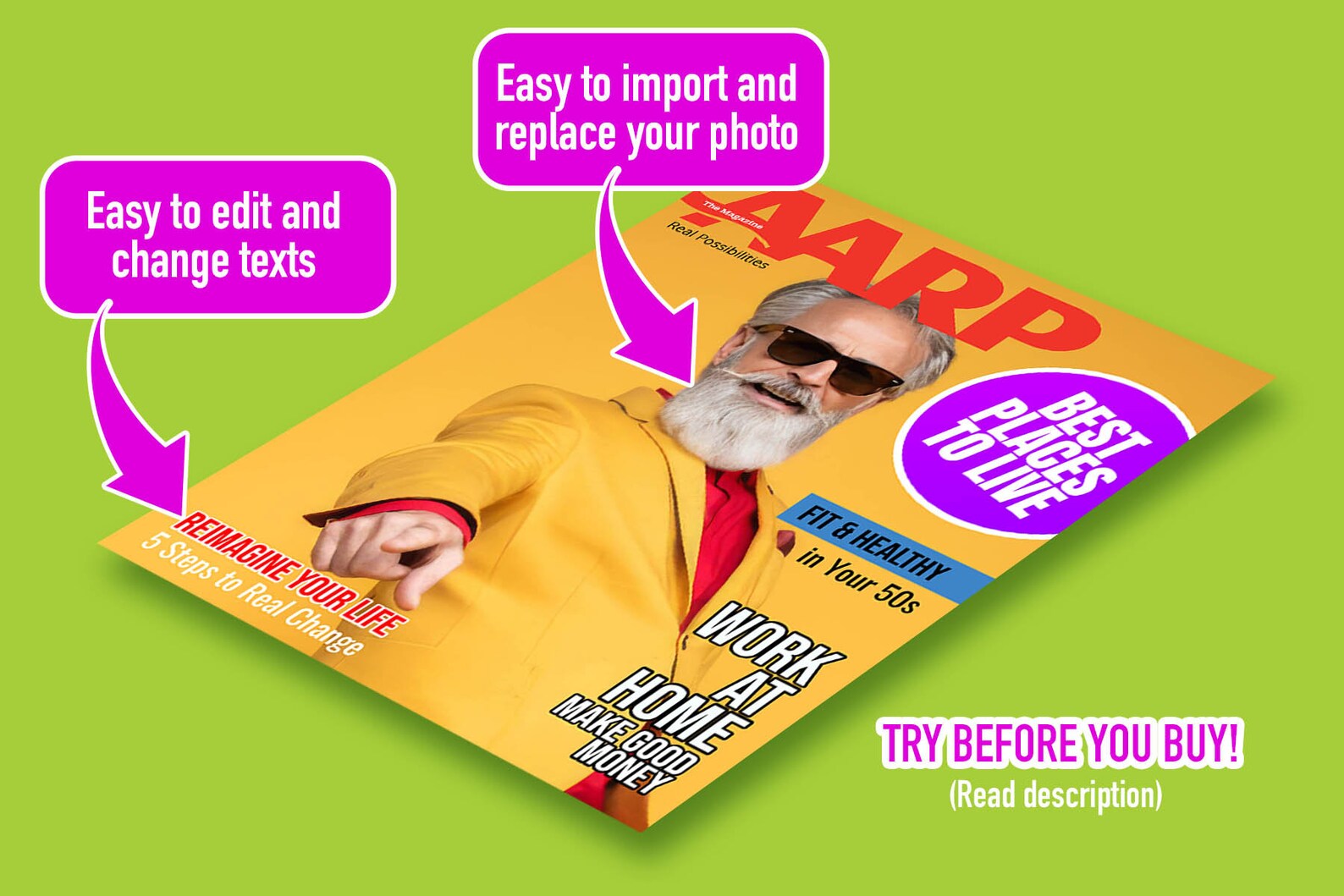 Personalized AARP Magazine Cover, Birthday Gift, Printable Sign ...